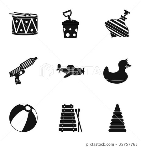 Children toys icon set, simple style - Stock Illustration [35757763 ...