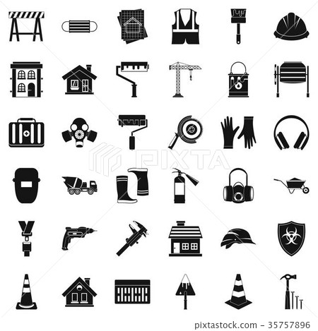 Construction industry icons set, simple style - Stock Illustration ...