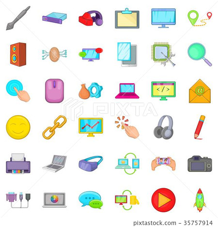 Computer email icons set, cartoon style - Stock Illustration [35757914 ...