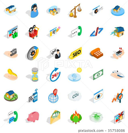 Contact us icons set, isometric style - Stock Illustration [35758086 ...