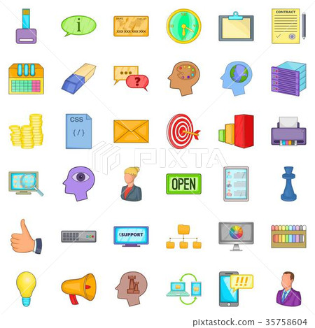 Creative marketing icons set, cartoon style - Stock Illustration ...
