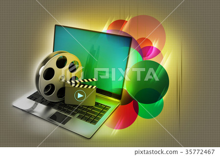 Laptop with reel - Stock Illustration [35772467] - PIXTA