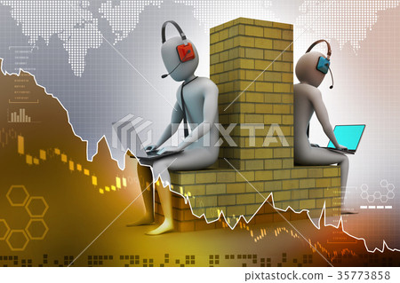 3d people working in laptop - Stock Illustration [35773858] - PIXTA