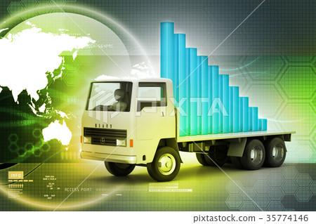Transportation of business graph in truck - Stock Illustration ...