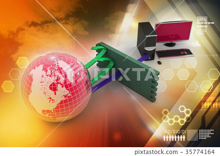 computer networking with globe - Stock Illustration [35774164] - PIXTA