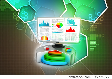 Stock chart showing the computer monitor-插圖素材 [35774377] - PIXTA圖庫