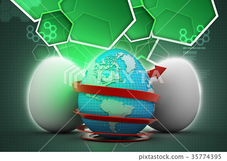 Global egg rounded with arrow - Stock Illustration [35774395] - PIXTA