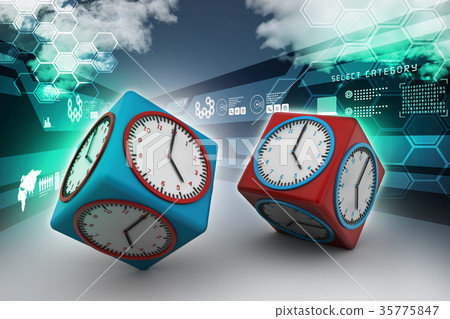 3d watch in cube - Stock Illustration [35775847] - PIXTA