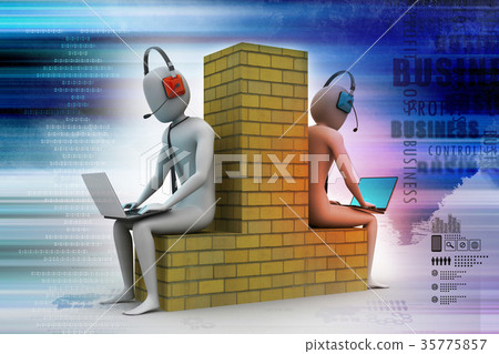 3d people working in laptop - Stock Illustration [35775857] - PIXTA