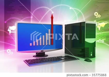 Computer showing a finance graph - Stock Illustration [35775868] - PIXTA