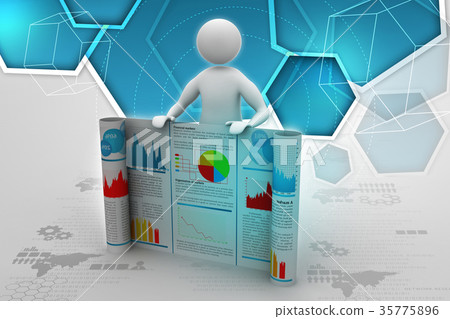3d man showing the business report - Stock Illustration [35775896] - PIXTA