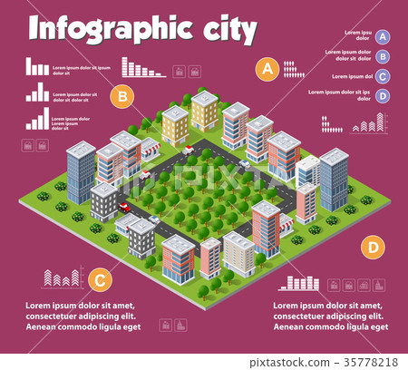 City isometric infographics - Stock Illustration [35778218] - PIXTA
