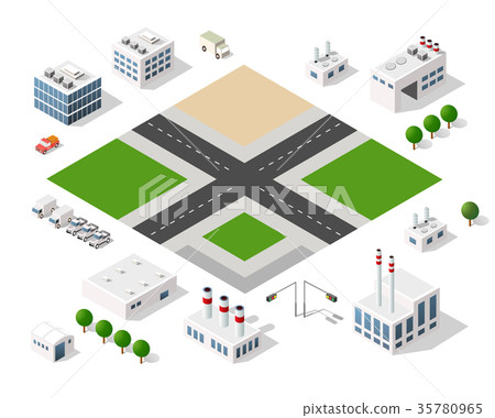 Set of modern isometric buildings - Stock Illustration [35780965] - PIXTA