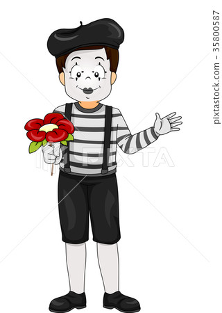 Boy Mime Flower - Stock Illustration [35800587] - PIXTA