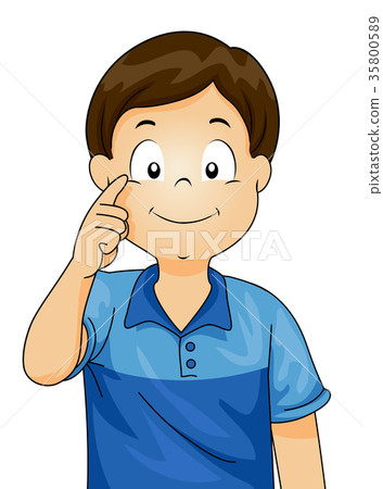 Kid Boy Pointing Eye - Stock Illustration [35800589] - PIXTA