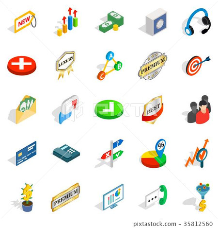 Finance center icons set, isometric style - Stock Illustration ...
