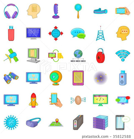 Storage database icons set, cartoon style - Stock Illustration ...