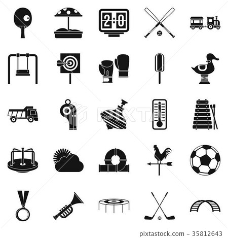 Children game icons set, simple style - Stock Illustration [35812643 ...