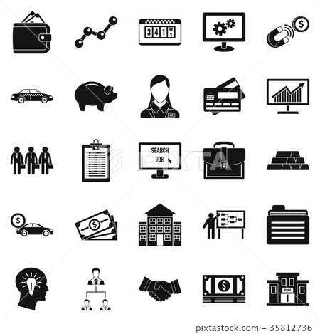 Working week icons set, simple style - Stock Illustration [35812736 ...