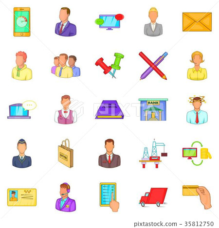 Business process icons set, cartoon style - Stock Illustration ...