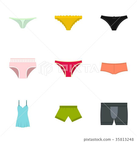 Female linen icon set, flat style - Stock Illustration [35813248] - PIXTA