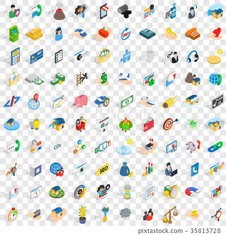 100 contact us icons set, isometric 3d style - Stock Illustration ...