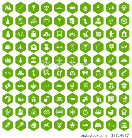 100 baby icons hexagon green - Stock Illustration [35814687] - PIXTA