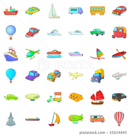Big vehicle icons set, cartoon style - Stock Illustration [35814845 ...