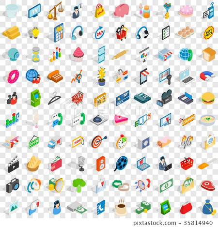 100 retail sales icons set, isometric 3d style - Stock Illustration ...
