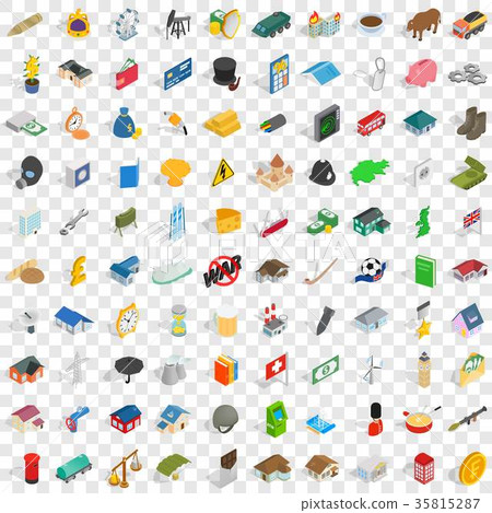 100 wealth icons set, isometric 3d style - Stock Illustration [35815287 ...