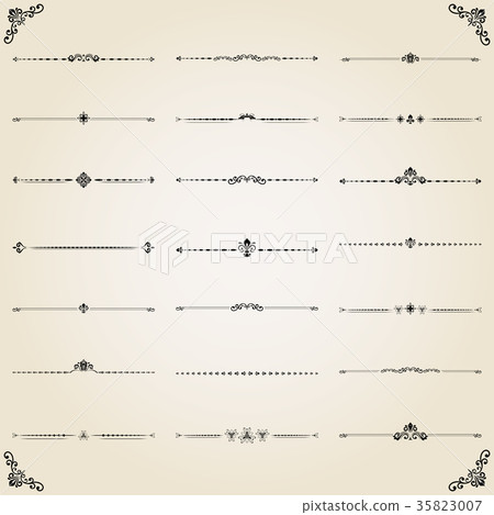 Vintage Set of ector Horizontal Elements - Stock Illustration [35823007 ...