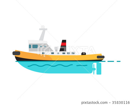 Steamboat Vector Illustration Isolated on White - Stock Illustration ...