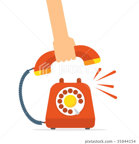 Retro style red telephone ringing. -插圖素材 [35844154] - PIXTA圖庫