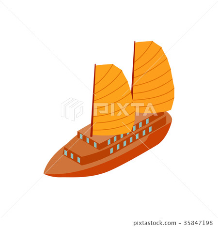 Junk boat icon, isometric 3d style - Stock Illustration [35847198] - PIXTA