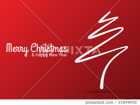 red abstract merry christmas tree line - Stock Illustration [35849450 ...