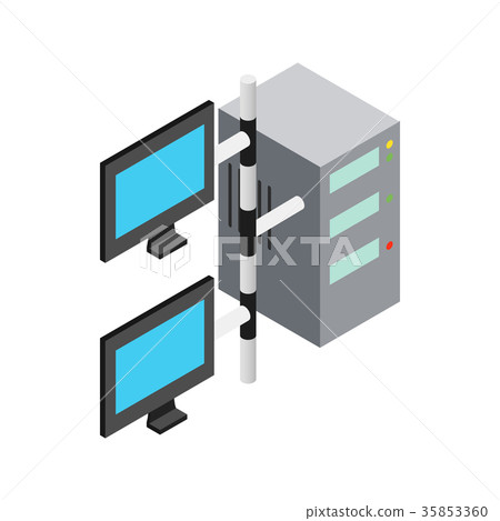 Computer network icon, isometric 3d style - Stock Illustration ...