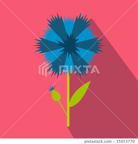 Blue cornflower icon, flat style - Stock Illustration [35853770] - PIXTA