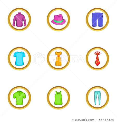 Summer clothes icon set, cartoon style - Stock Illustration [35857320 ...