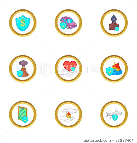 Life insurance icon set, cartoon style - Stock Illustration [35857404 ...