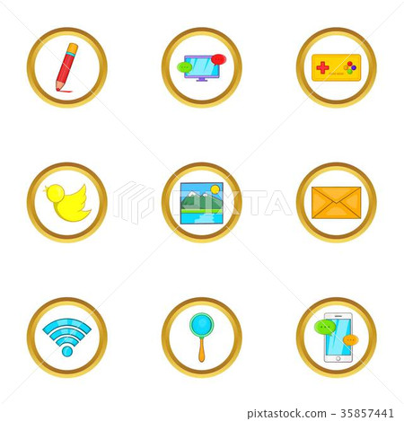 Web free time icon set, cartoon style - Stock Illustration [35857441 ...