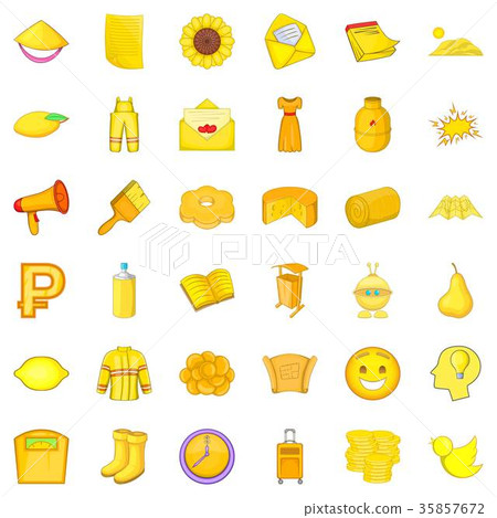 Yellow icons set, cartoon style - Stock Illustration [35857672] - PIXTA