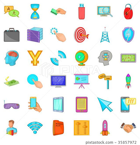 Web marketing icons set, cartoon style - Stock Illustration [35857972 ...