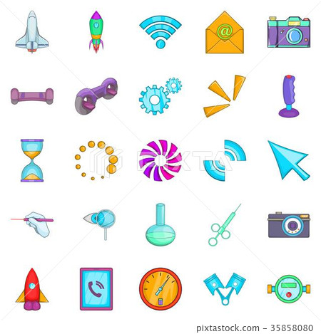 Progressive technology icons set, cartoon style - Stock Illustration ...