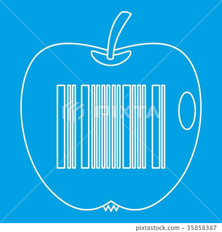 Apple with barcode icon, outline style - Stock Illustration [35858387 ...