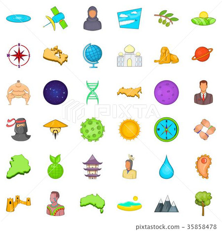 Big world icons set, cartoon style - Stock Illustration [35858478] - PIXTA