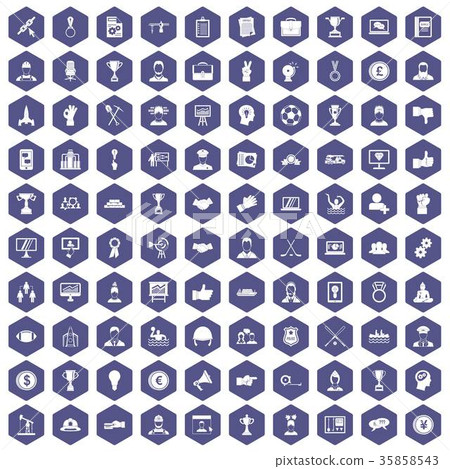 100 leadership icons hexagon purple - Stock Illustration [35858543] - PIXTA