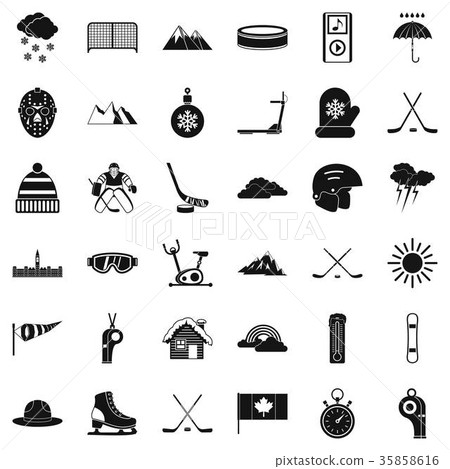 Winter protection icons set, simple style - Stock Illustration ...