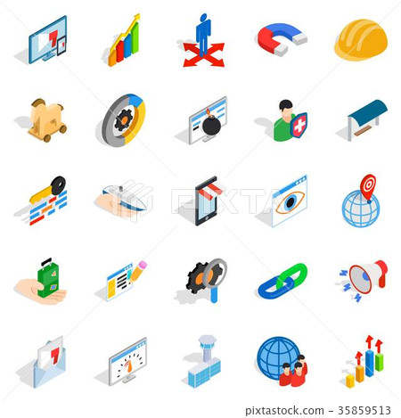 Interface sign icons set, isometric style - Stock Illustration ...