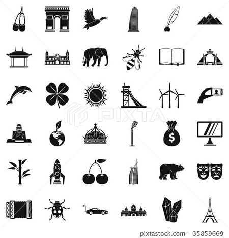 Around the world icons set, simple style - Stock Illustration [35859669 ...
