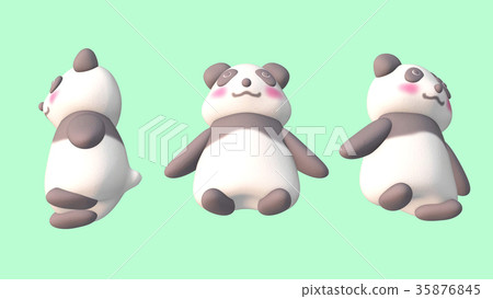 Panda 3D CG illustration Material Front 3... - Stock Illustration ...